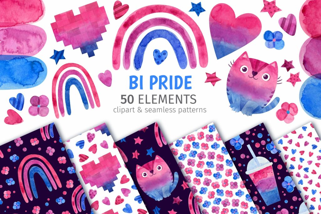 Bisexual pride clipart and patterns – MasterBundles