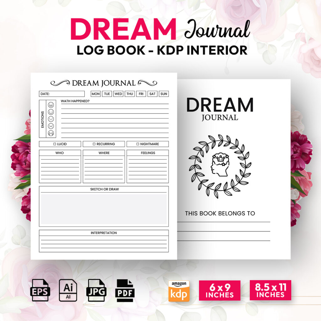 Dream Journal Planner Log Book - Low Content KDP Interior - MasterBundles
