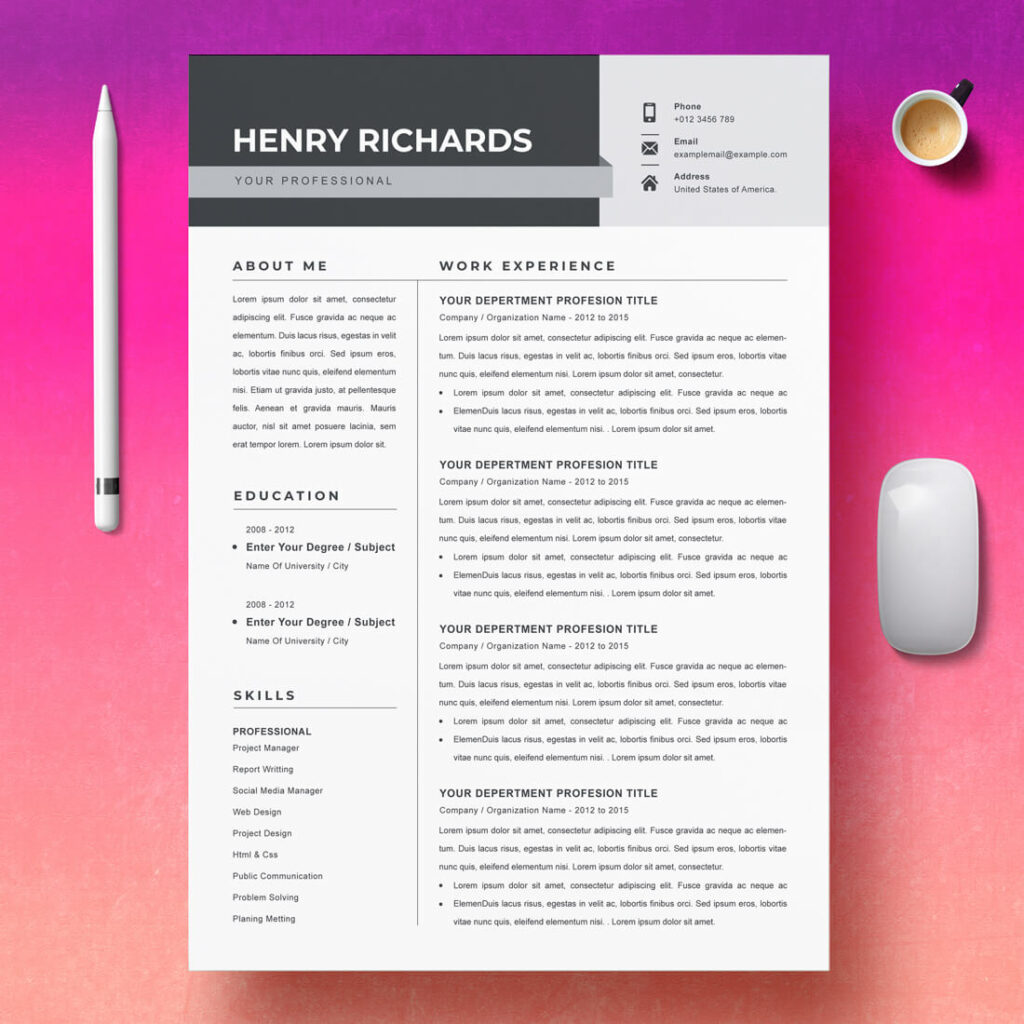CV Template Download Resume Template | MS Word Cover Letter | PSD ...