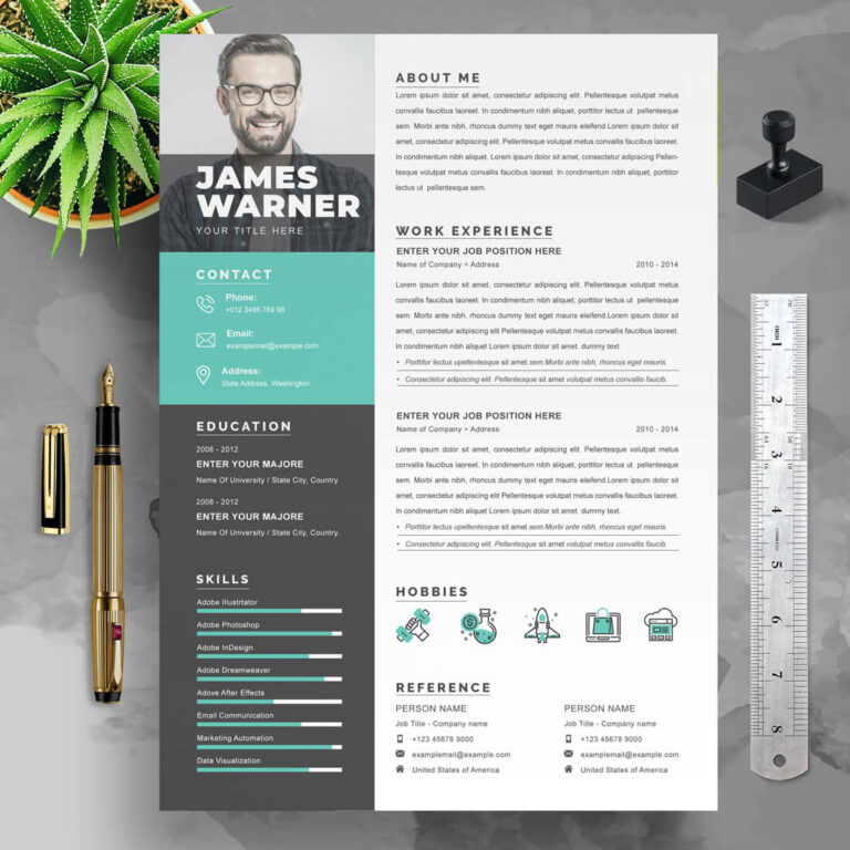 Clean Resume Template | Wonder Elegant Resume Template Word - MasterBundles