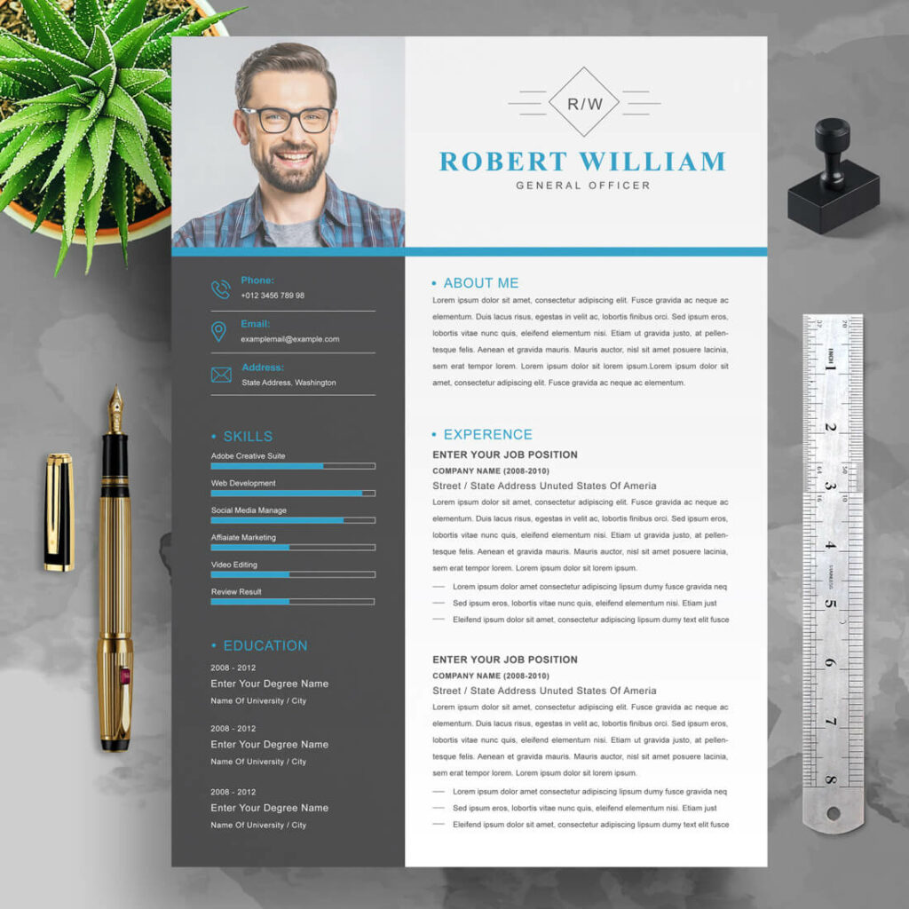 Modern Resume Template | Creative Resume Template | General Officer CV ...