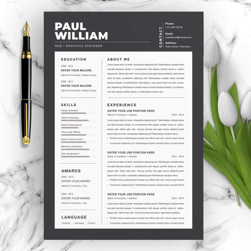 Web & Graphic Designer Resume Template | Professional CV Template ...