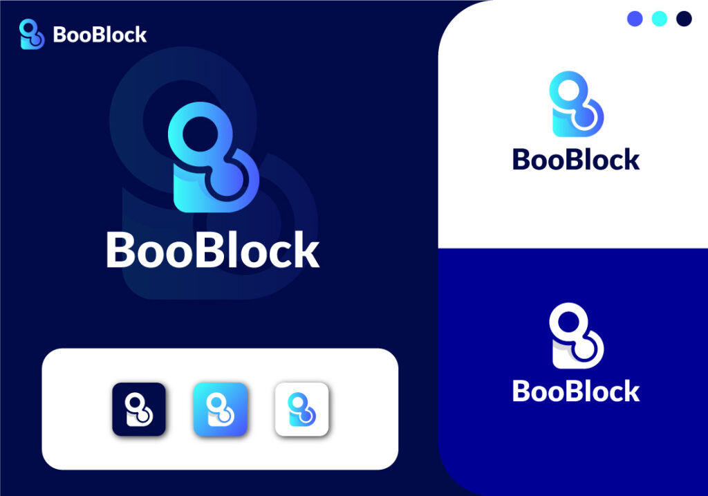BooBlock logo design, letter "B", letter "O", technology logo ...