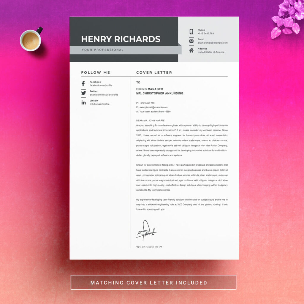 CV Template Download Resume Template | MS Word Cover Letter | PSD ...