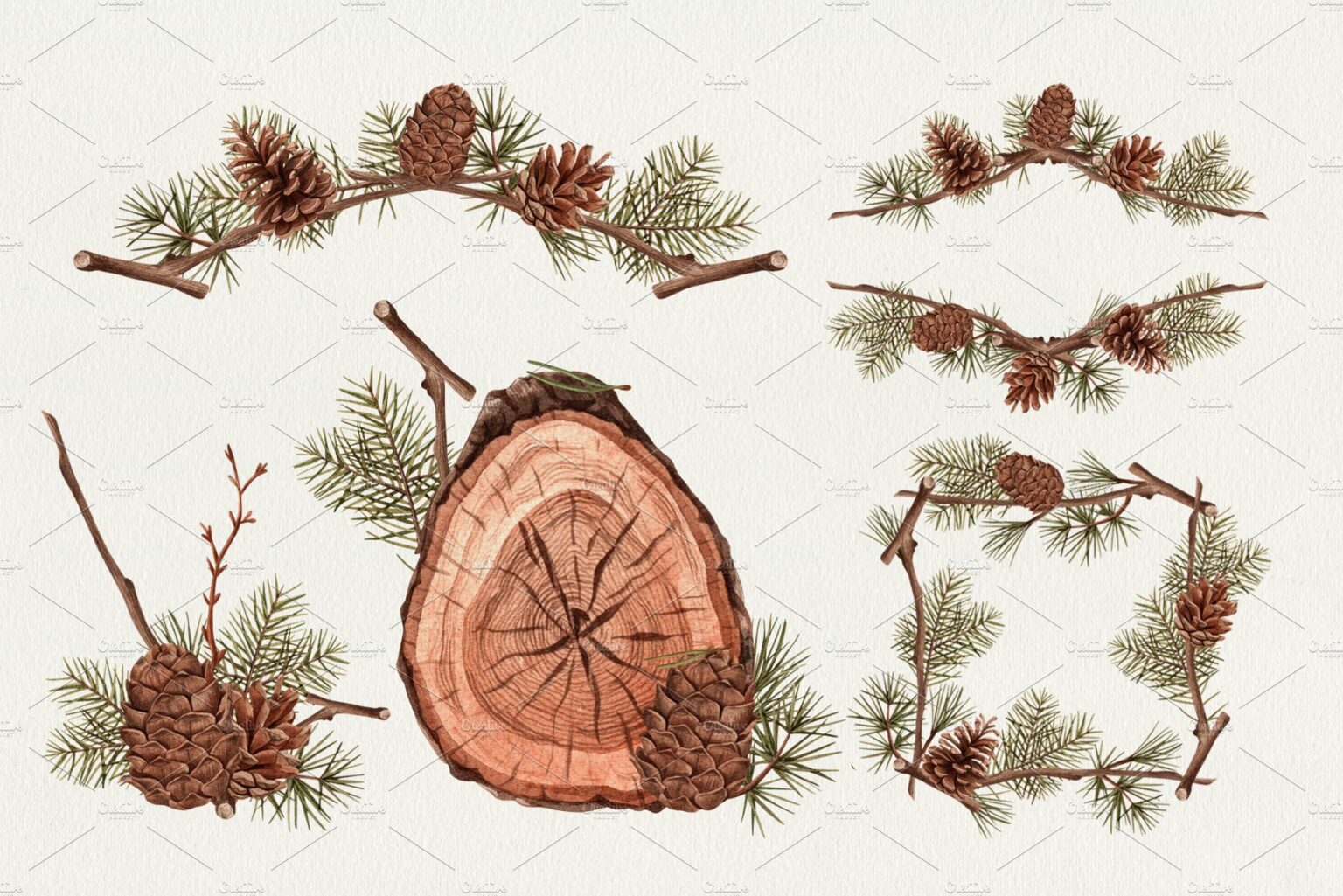 Watercolor botanical forest set – MasterBundles