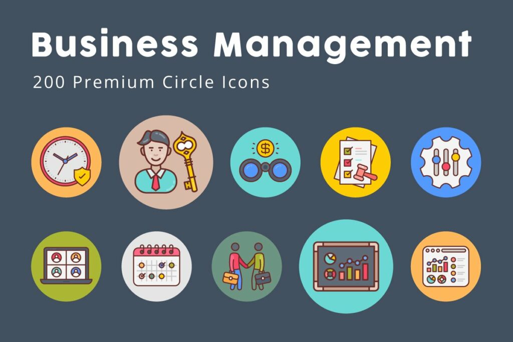 Business Management Circle Icons – MasterBundles