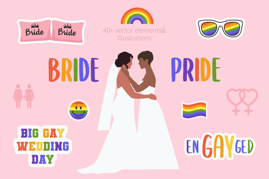 Bride Pride LGBT wedding vectors – MasterBundles