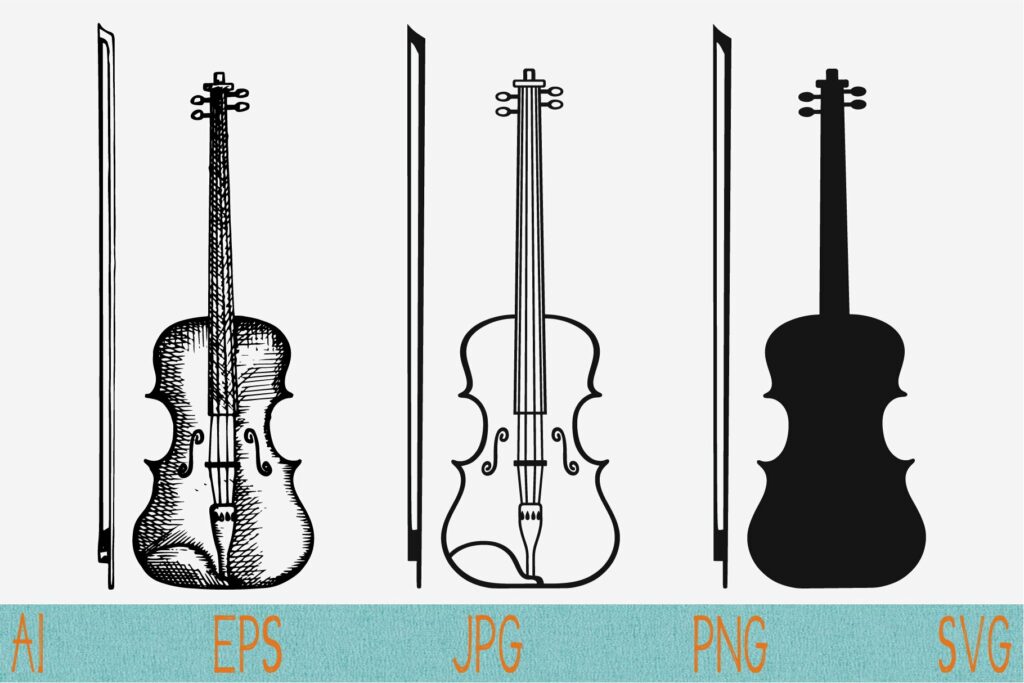 violin, bow set vector svg png eps – MasterBundles
