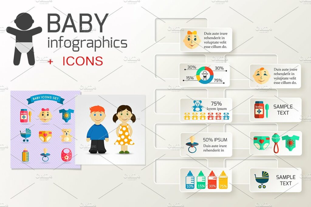 Baby infographics and vector icons – MasterBundles