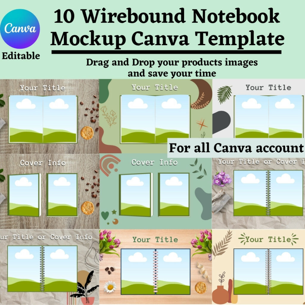 Wirebound Notebook Mockup Canva Template - MasterBundles