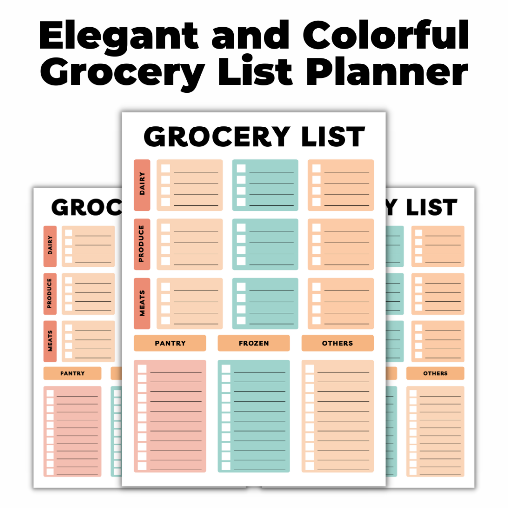 Elegant and Colorful Grocery List Planner - MasterBundles