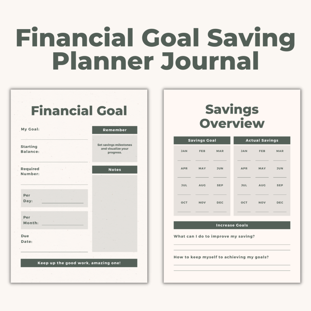 Financial Goal Saving Planner Journal Template - MasterBundles