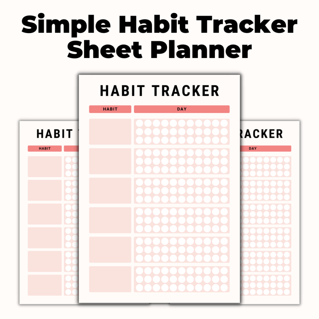 Simple Habit Tracker Sheet Planner - MasterBundles