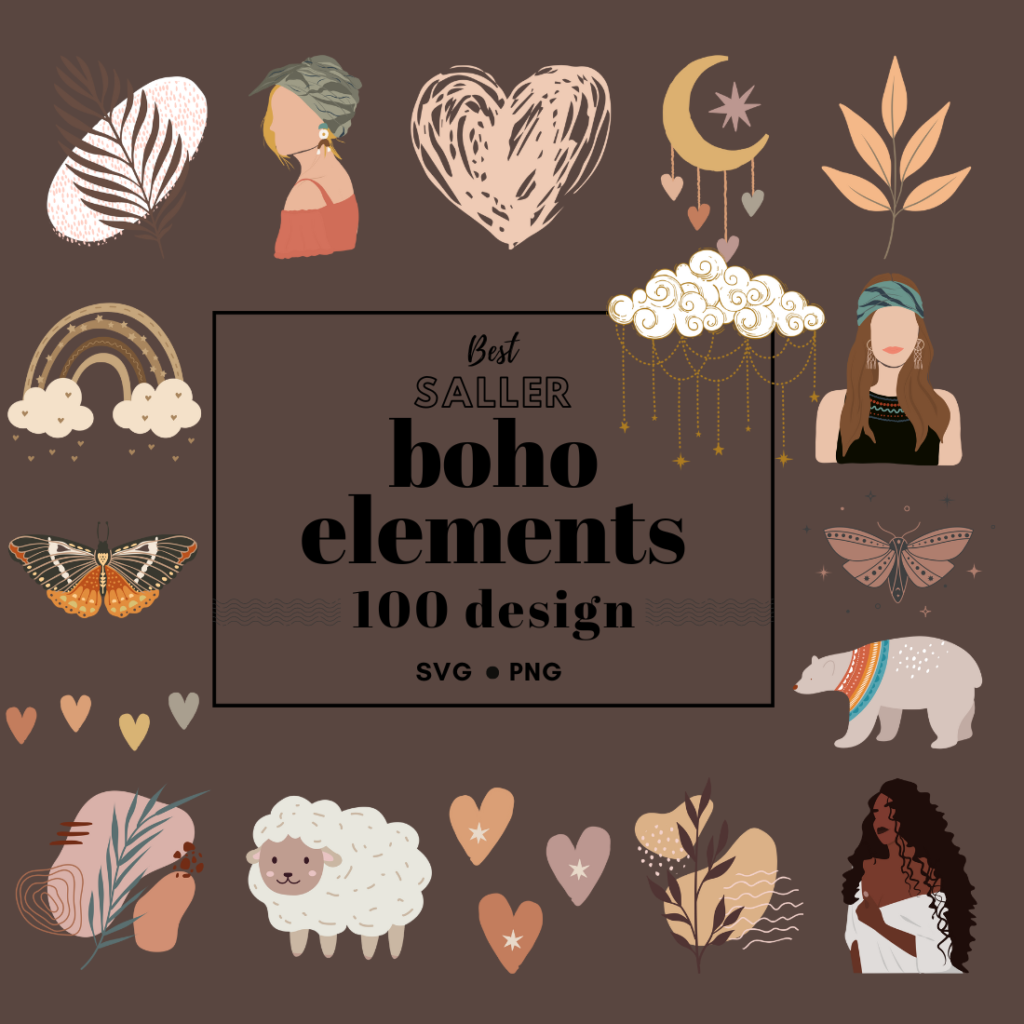 100 Boho Bundle | Boho png, svg | Rainbow png, Svg | Minimalist png ...