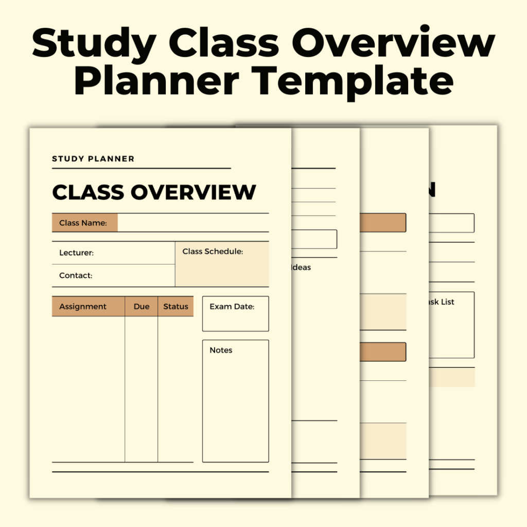 Study Class Overview Planner Canva Template - MasterBundles