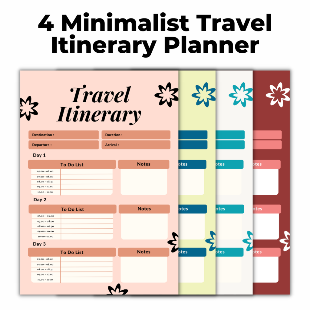 4 Minimalist Travel Itinerary Planners - MasterBundles