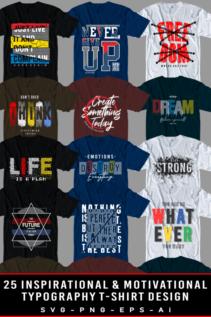 Positive Quote & Slogan SVG T shirt Design Vector Bundle, Typography T ...
