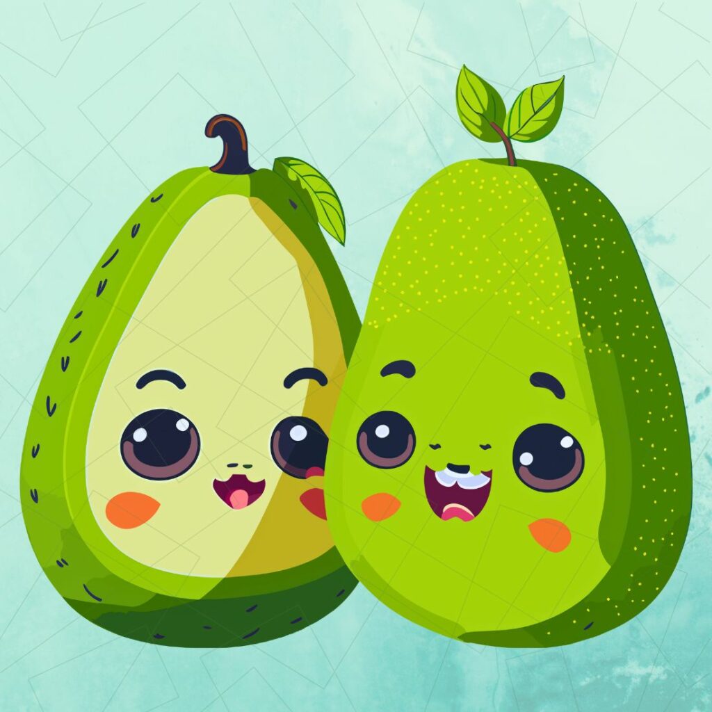 Cute Kawaii Avocado Couple Sublimation Clipart - MasterBundles