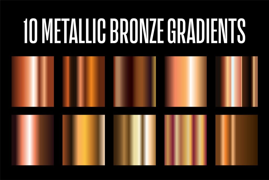 10 Bronze Metallic Gradients .AI – MasterBundles