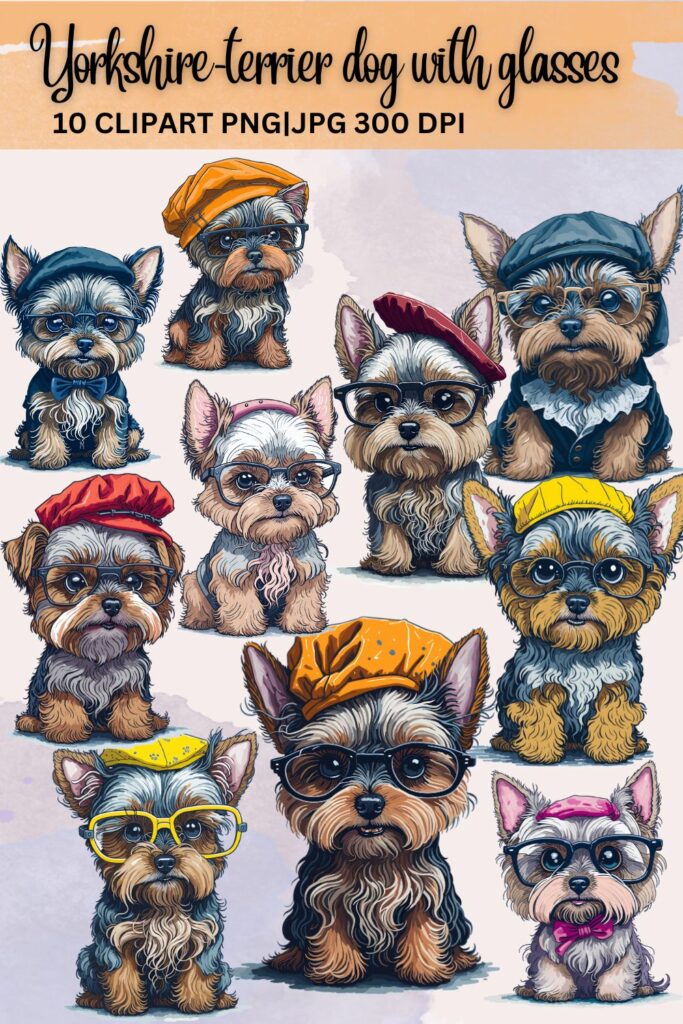 Yorkshire Terrier Watercolor Sublimation - MasterBundles