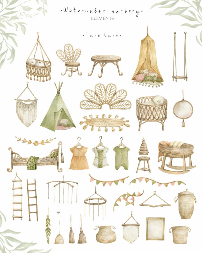 Watercolor Nursery. Baby Clipart – MasterBundles