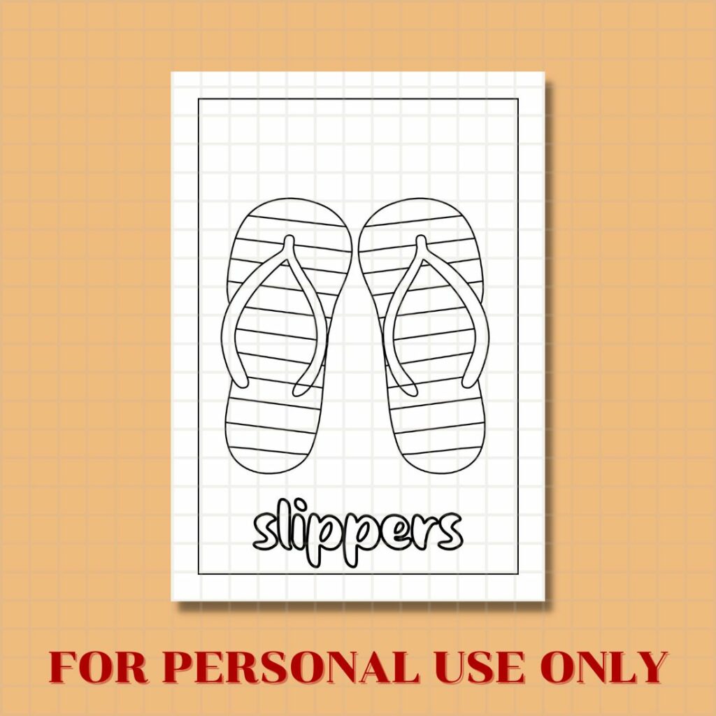 FREE SLIPPERS COLORING PAGE - MasterBundles
