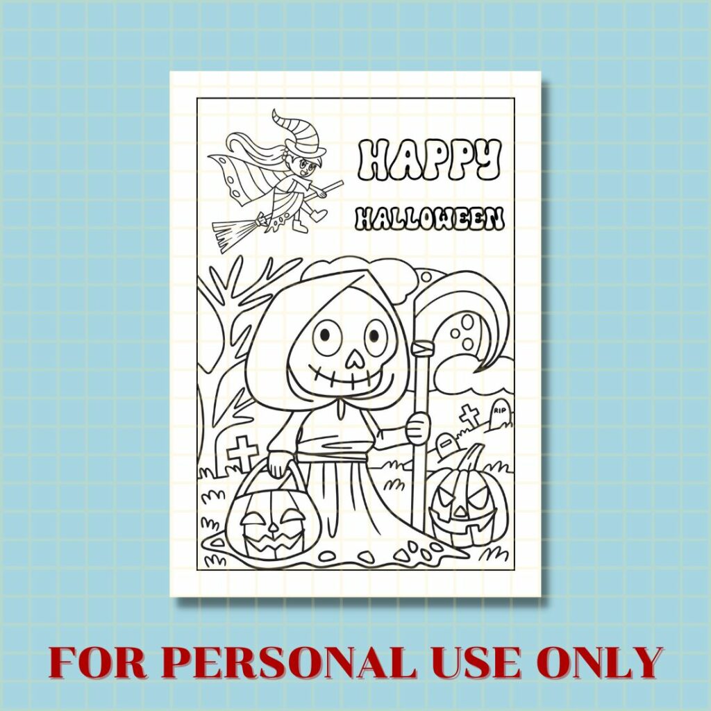 FREE HAPPY HALLOWEEN COLORING PAGE - MasterBundles