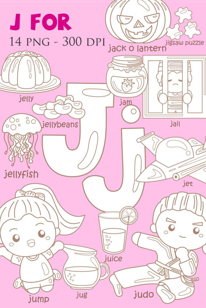 Alphabet J For Vocabulary School Letter Reading Writing Font Study ...