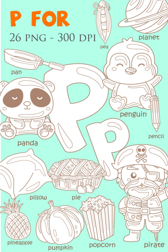 Alphabet P For Vocabulary School Letter Reading Writing Font Study ...