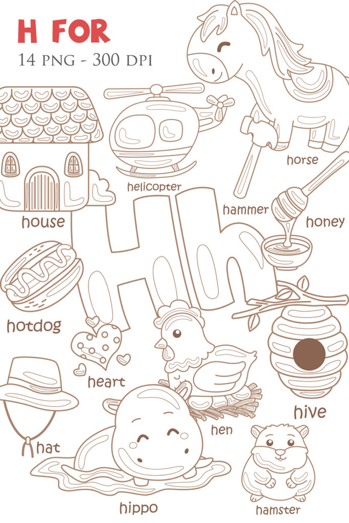 Alphabet H For Vocabulary School Letter Reading Writing Font Study ...