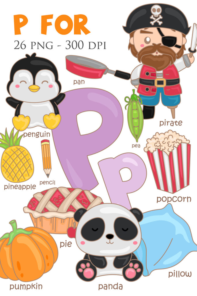 Alphabet P For Vocabulary School Letter Reading Writing Font Study ...