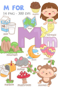 Alphabet M For Vocabulary School Letter Reading Writing Font Study ...