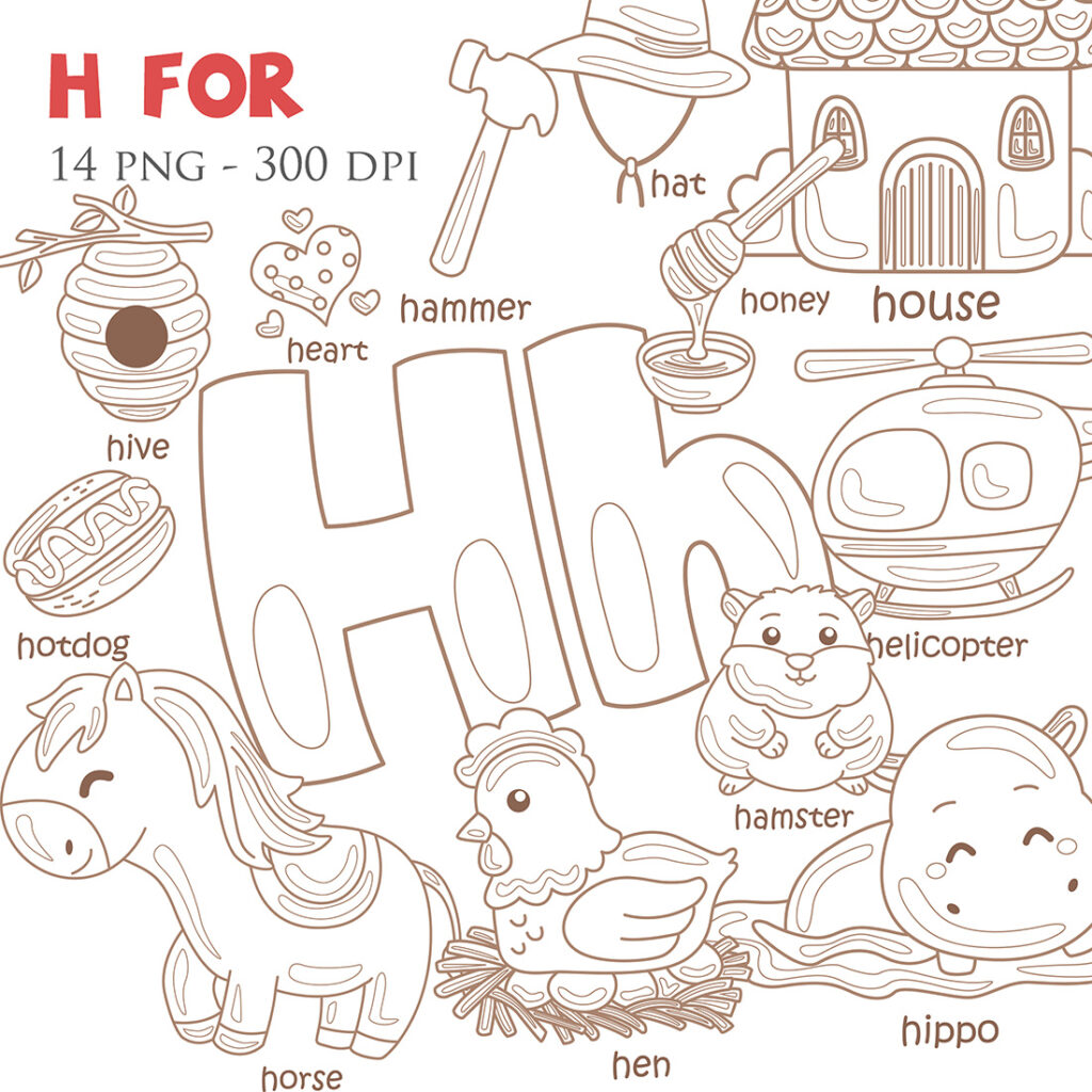 Alphabet H For Vocabulary School Letter Reading Writing Font Study ...