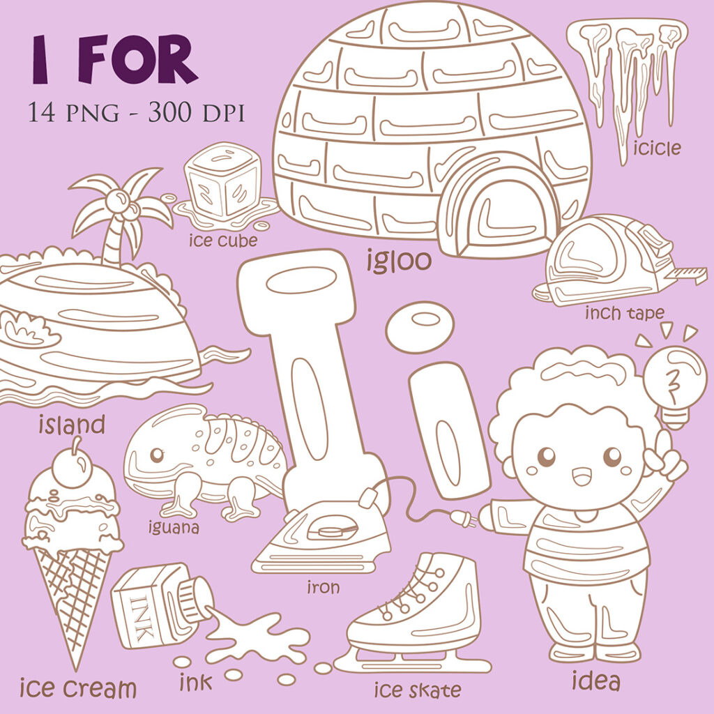 Alphabet I For Vocabulary School Letter Reading Writing Font Study ...