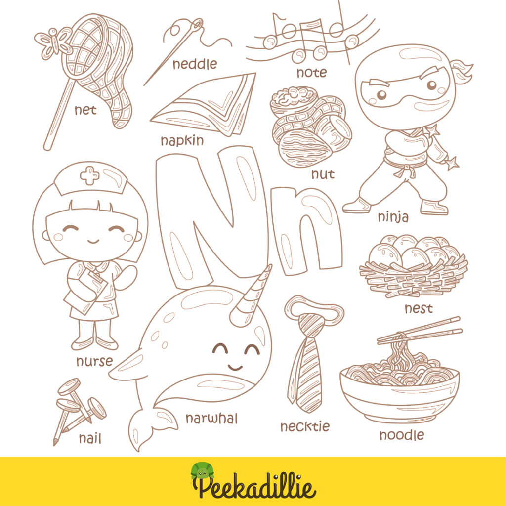 Alphabet N For Vocabulary School Letter Reading Writing Font Study ...