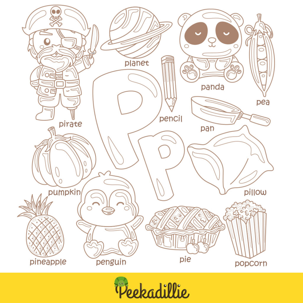 Alphabet P For Vocabulary School Letter Reading Writing Font Study ...