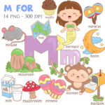 Alphabet M For Vocabulary School Letter Reading Writing Font Study ...