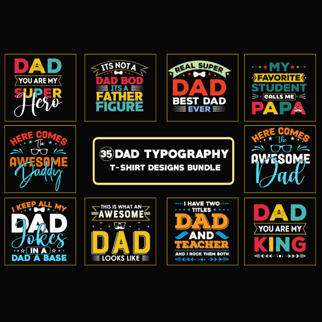 Dad Typography T-Shirt Designs Bundle - MasterBundles
