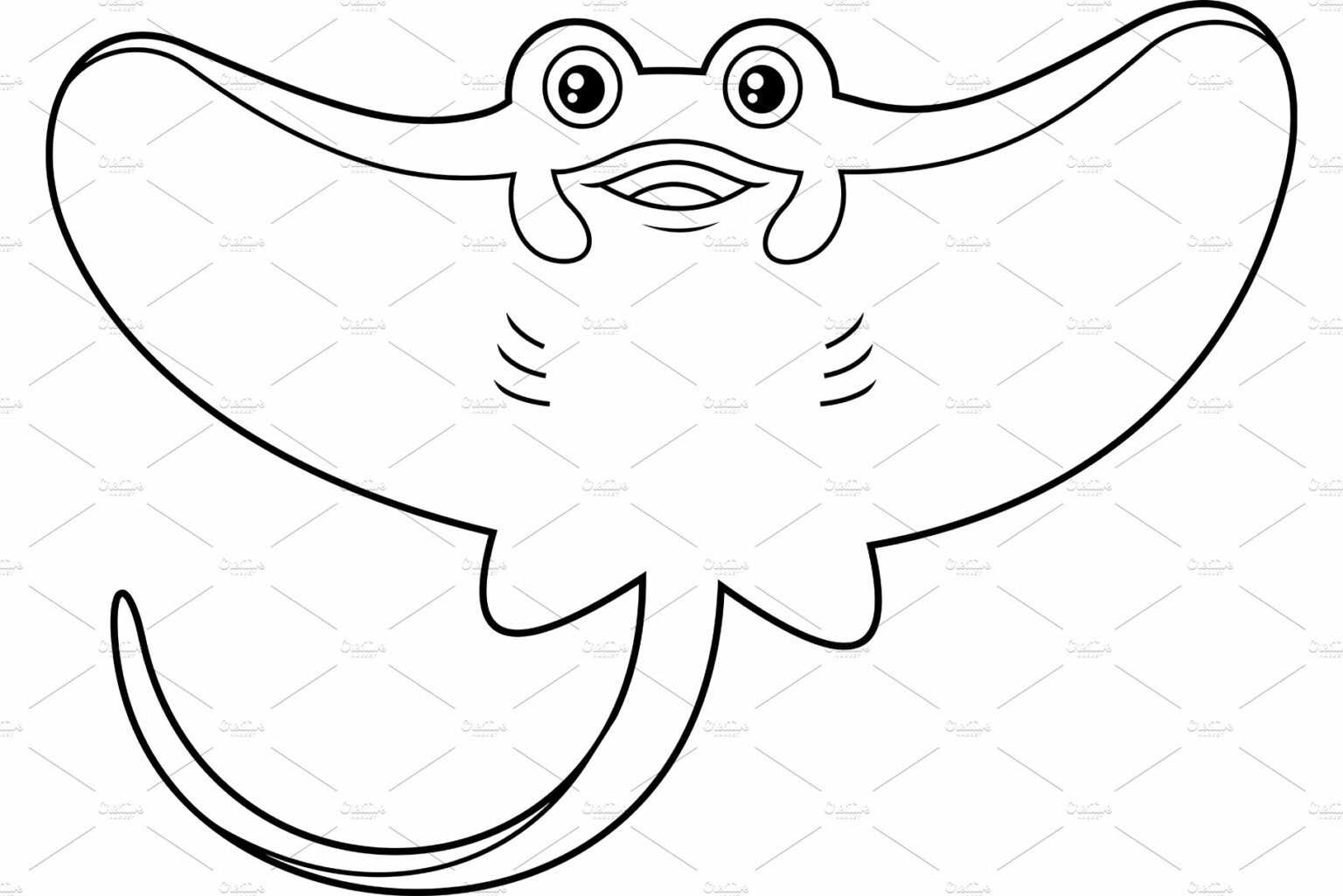 Outlined Cute Stingray Fish – MasterBundles