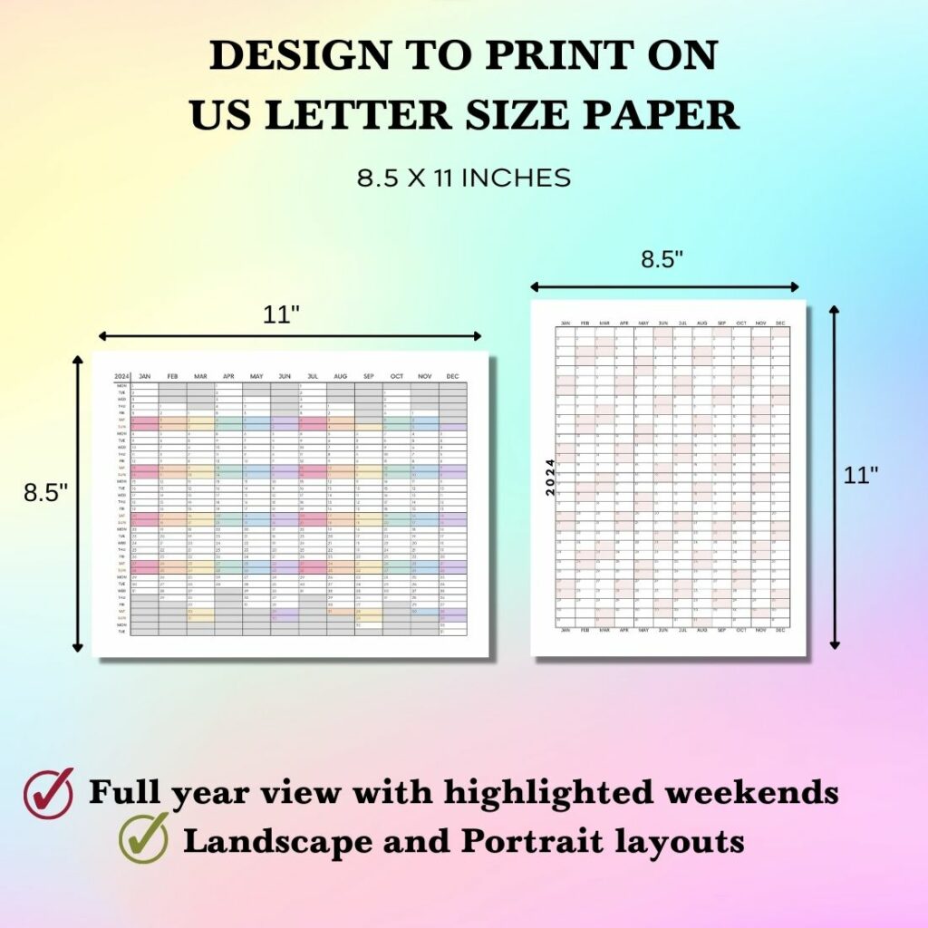 2024 Year at a Glance Printable - MasterBundles