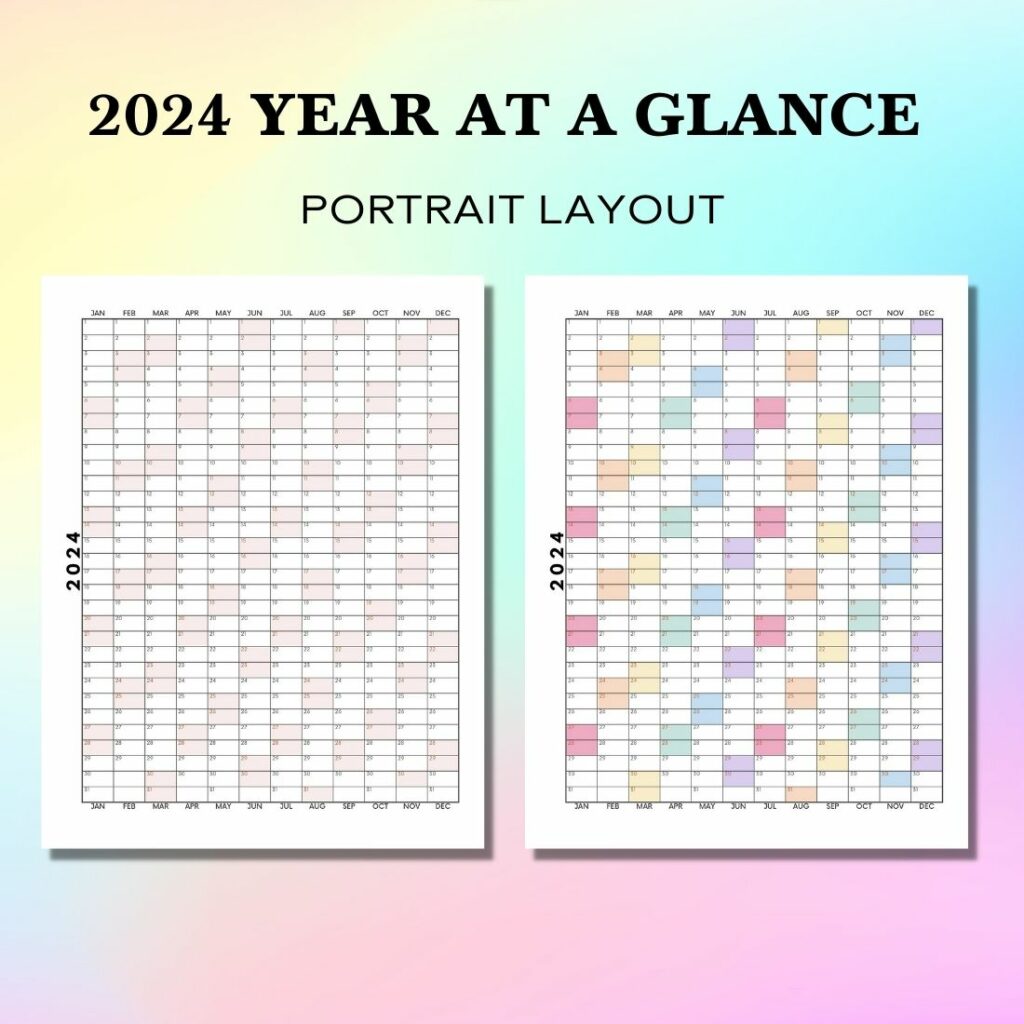 2024 Year at a Glance Printable - MasterBundles