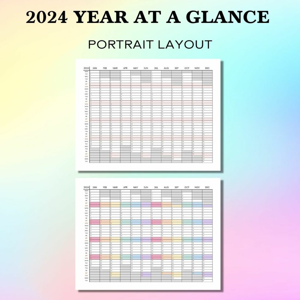 2024 Year at a Glance Printable - MasterBundles
