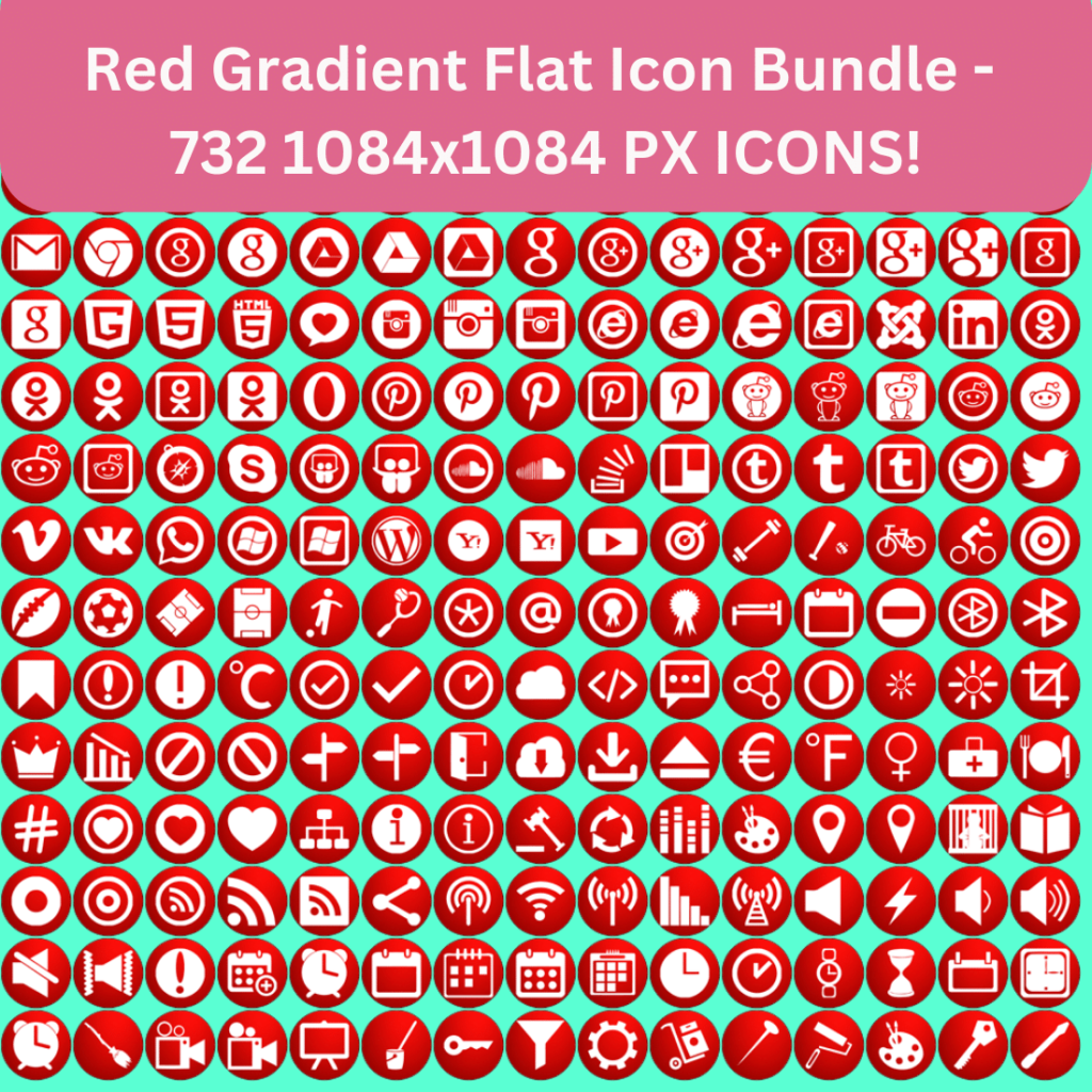 RED GRADIENT ICON PACK - MasterBundles