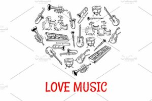 Heart shape with musical instruments – MasterBundles