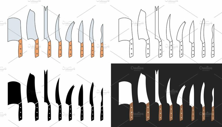 Kitchen knives Set + pattern – MasterBundles