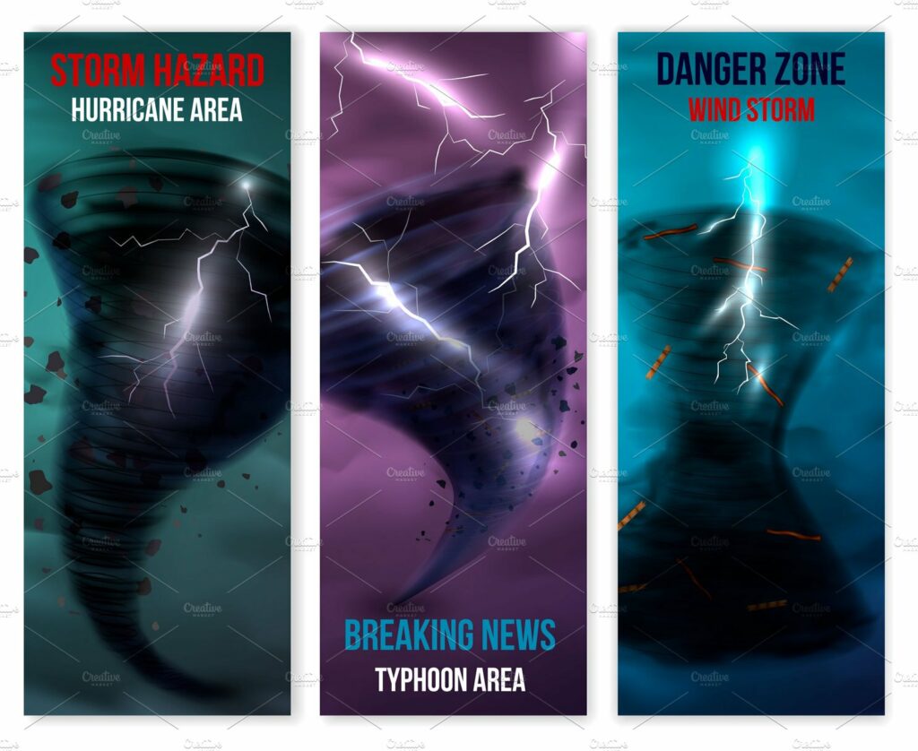 Storm hurricane realistic banners – MasterBundles