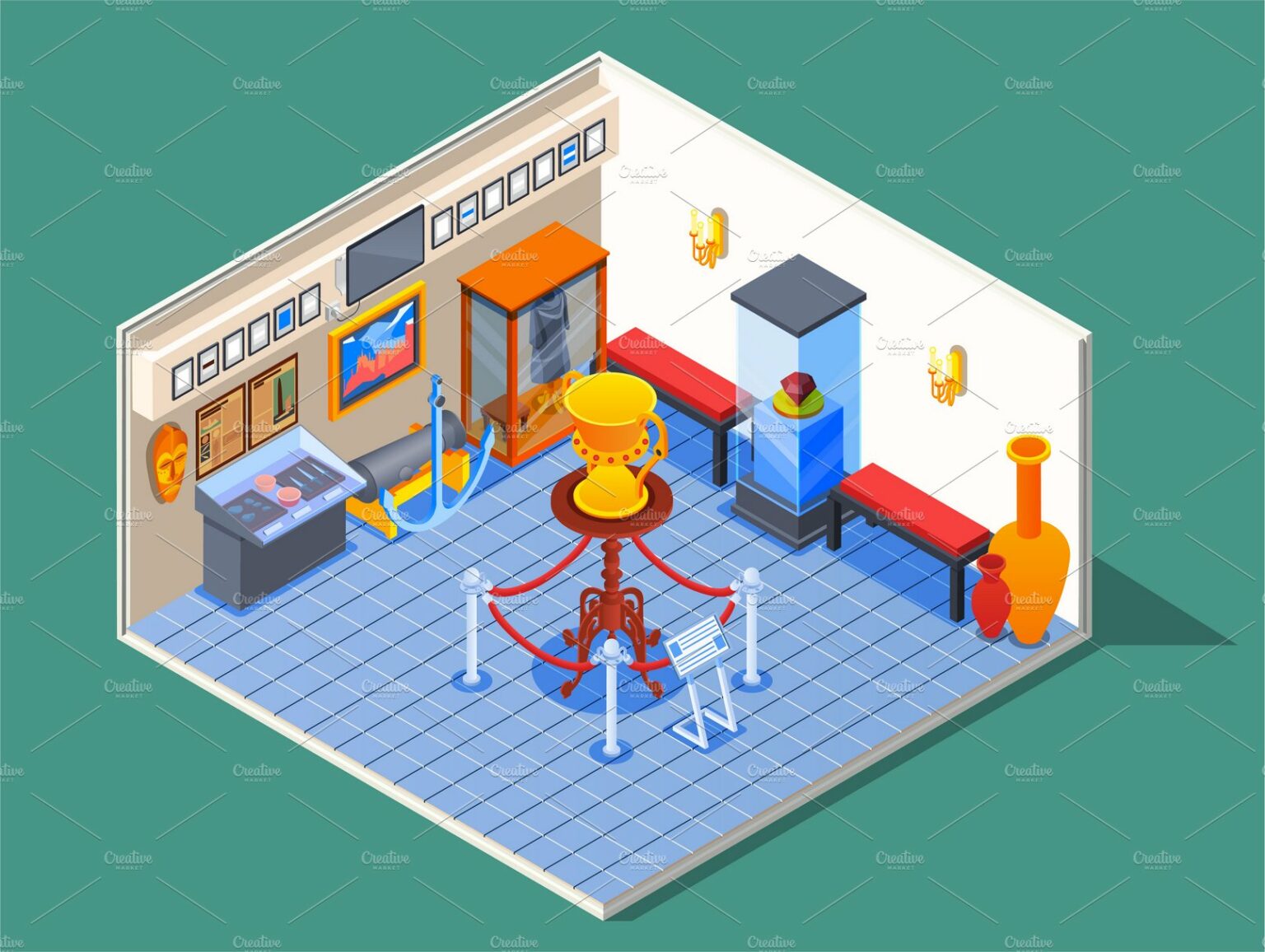 Museum isometric composition – MasterBundles