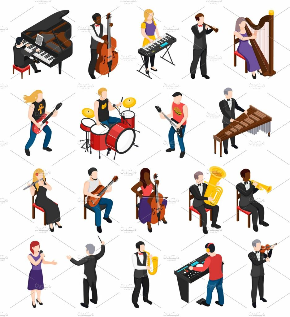 Musicians isometric people set – MasterBundles