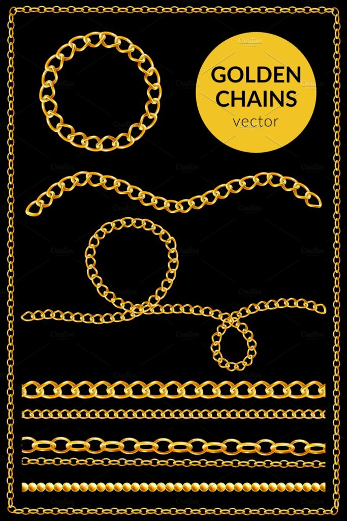 Realistic golden chains set – MasterBundles