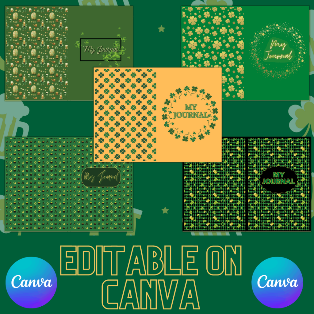5 ST.Patrick’s Day Themed Editable KDP Cover templates (6”x9”),120 ...